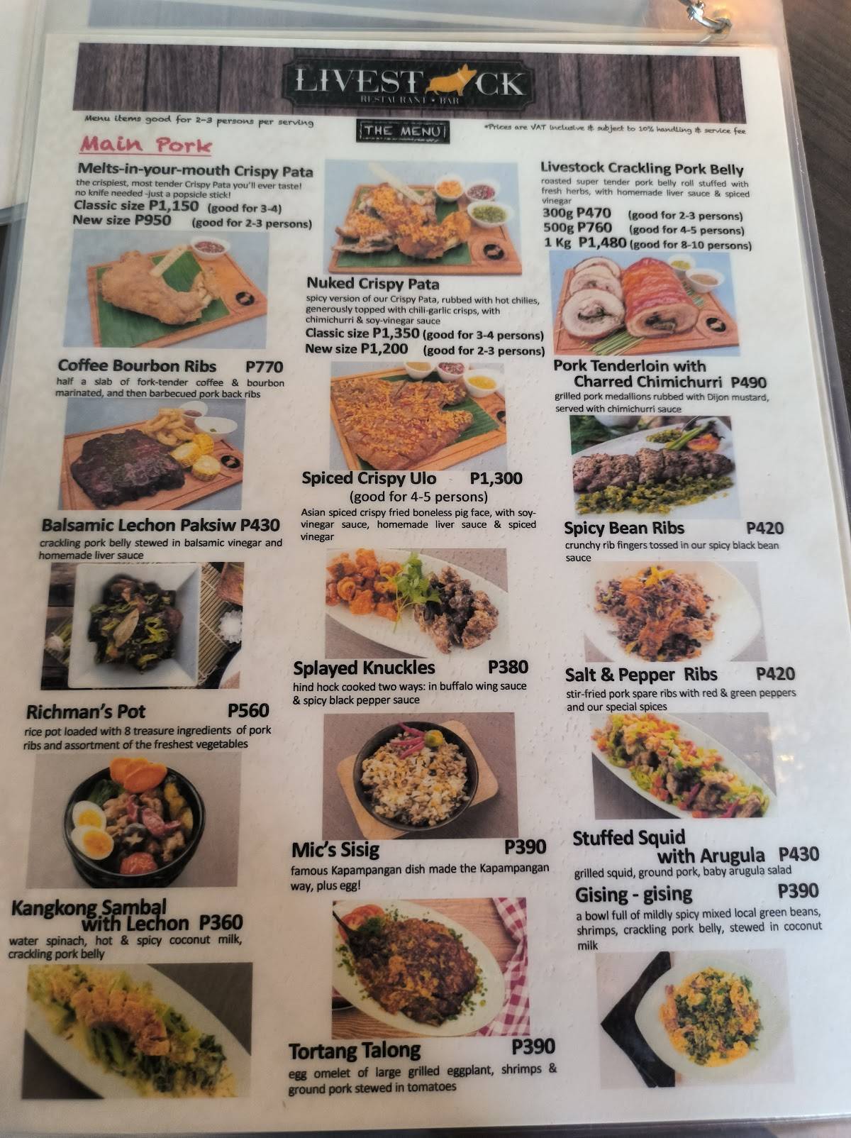 Menu at Livestock restaurant, Quezon City, El Jardin Del Presidente 1