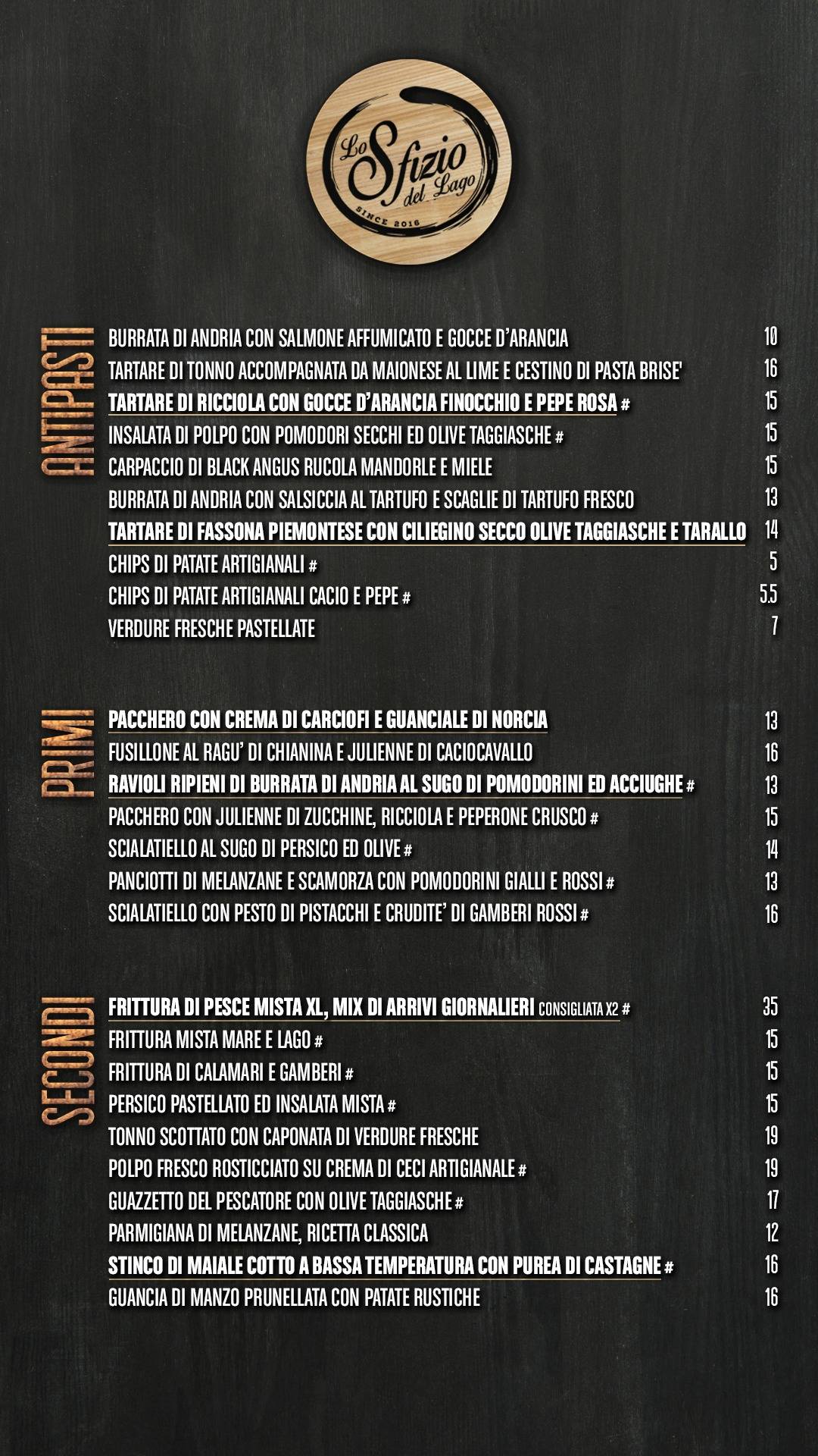 Menu da Lo sfizio del lago pub & bar, Anguillara Sabazia