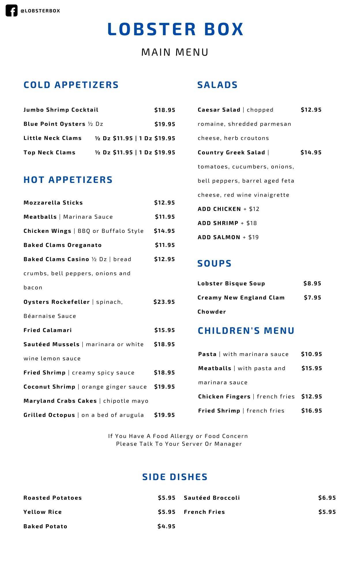 Menu at Lobster Box pub & bar, New Rochelle, 34 City Island Ave