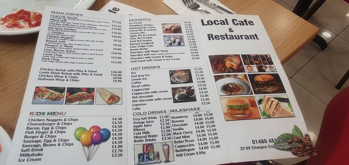 Menu at Local Cafe, Huntingdon