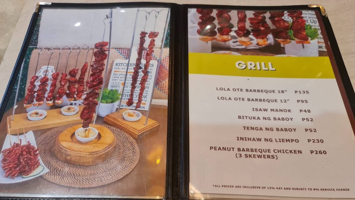 Menu at Lola Ote Restaurant, Quezon City, 24 Sgt. Esguerra Ave