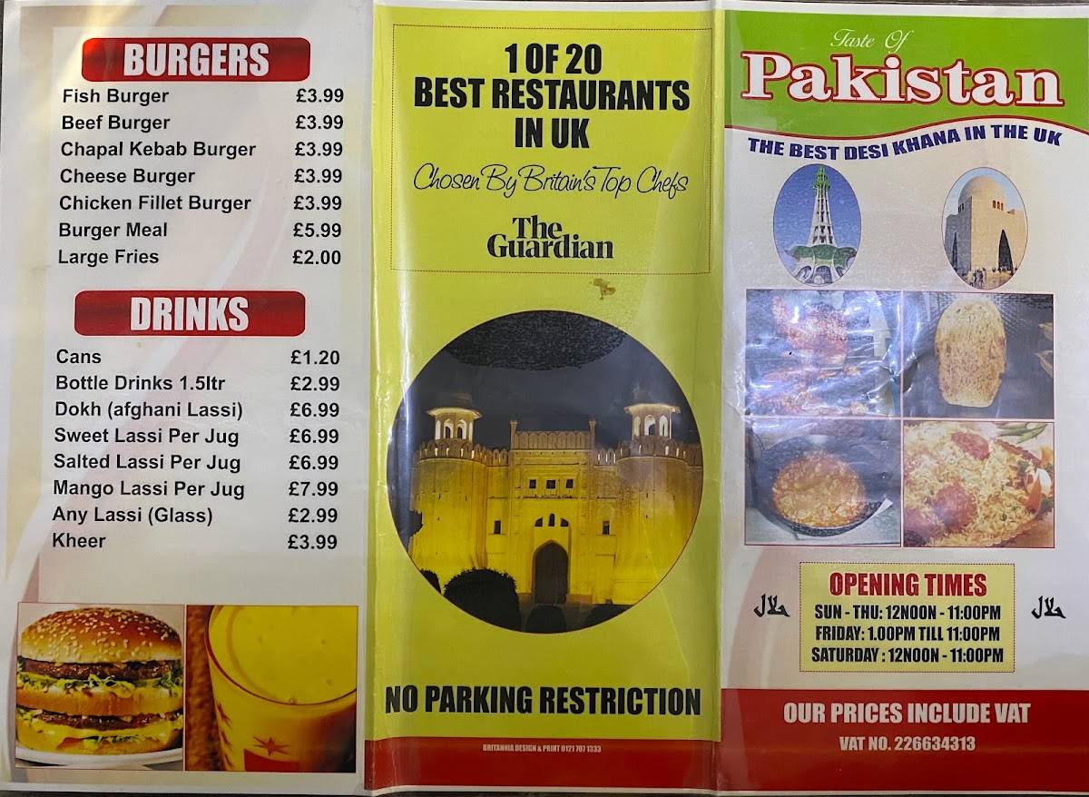 Menu at Taste of Pakistan Restaurant and Take away, London