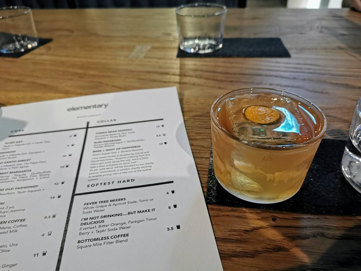 Menu at Tayēr + Elementary pub & bar, London