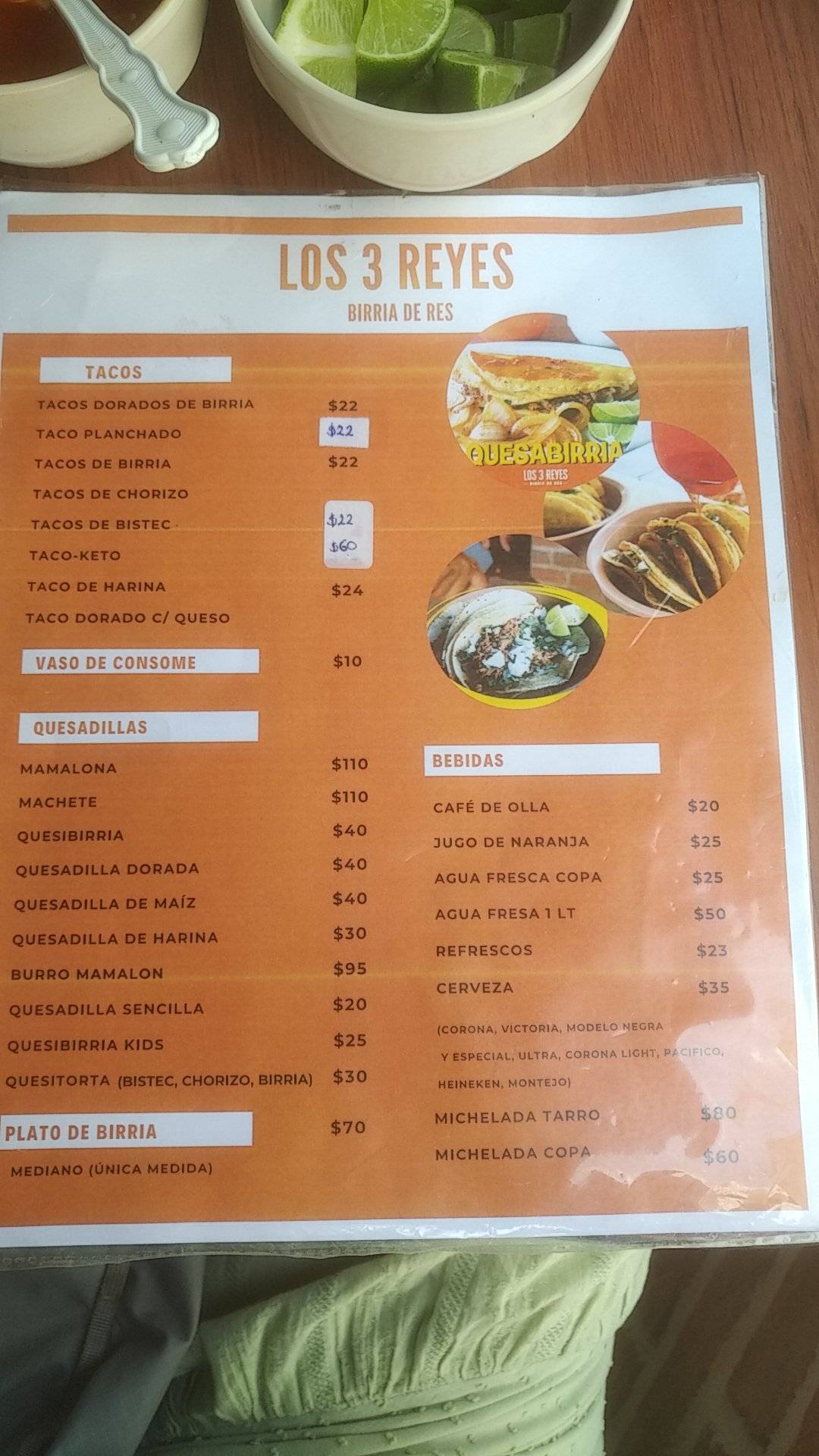 Carta del restaurante Los 3 Reyes Birria, Leon