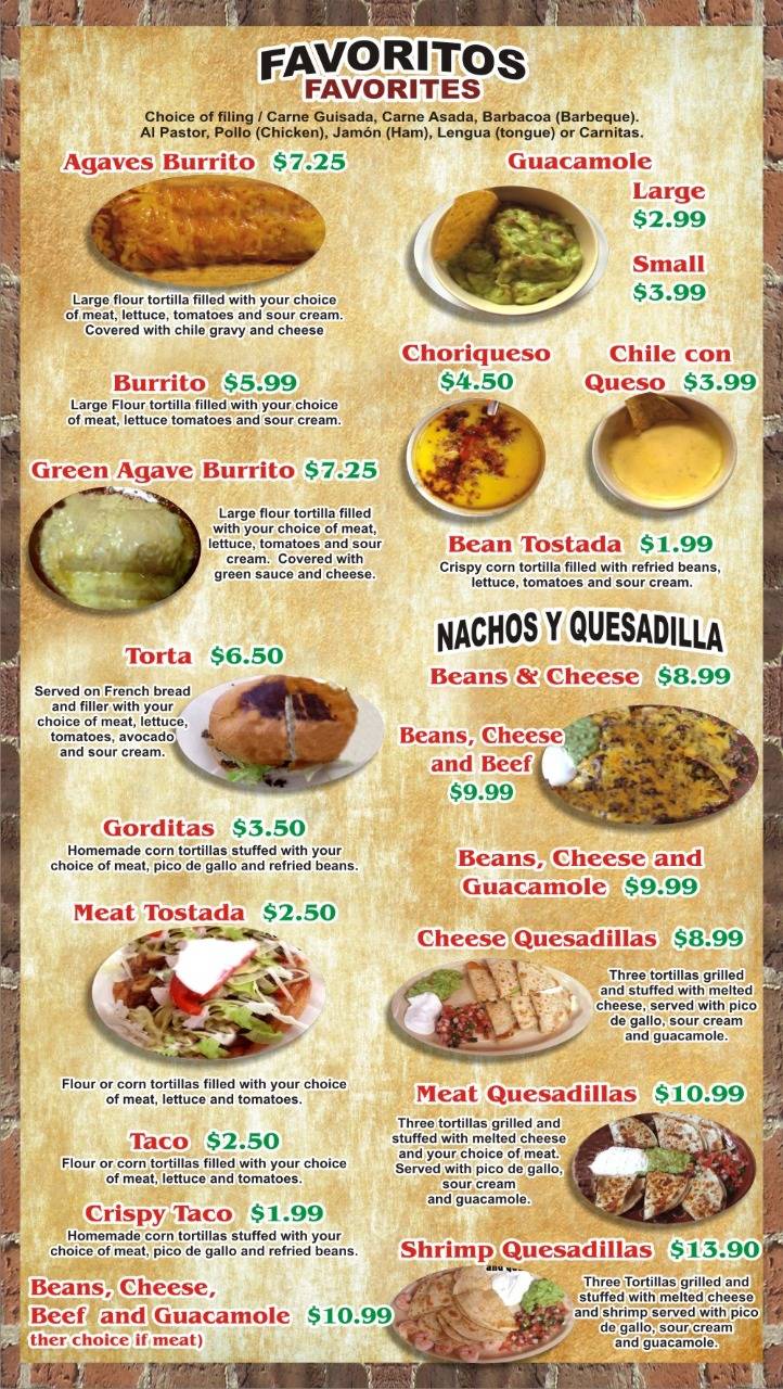 Menu at Los Agaves Restaurant - Mexican Food Jalisco Style, Artesia ...