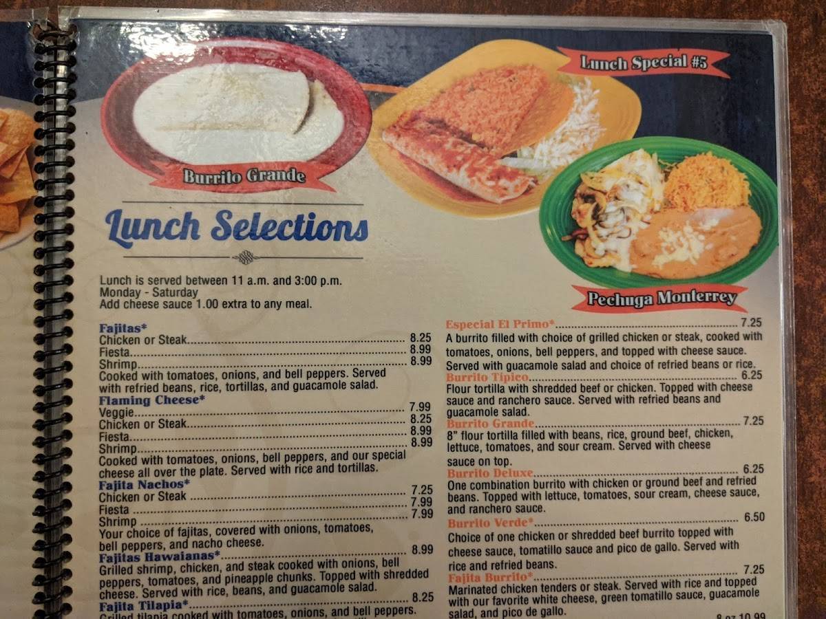 Menu at Los Arcos restaurant, Arab, 326 N Brindlee Mountain Pkwy