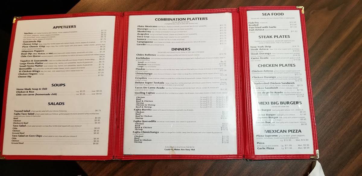 Menu at Los Panchos Mexican Restaurant, Elmira