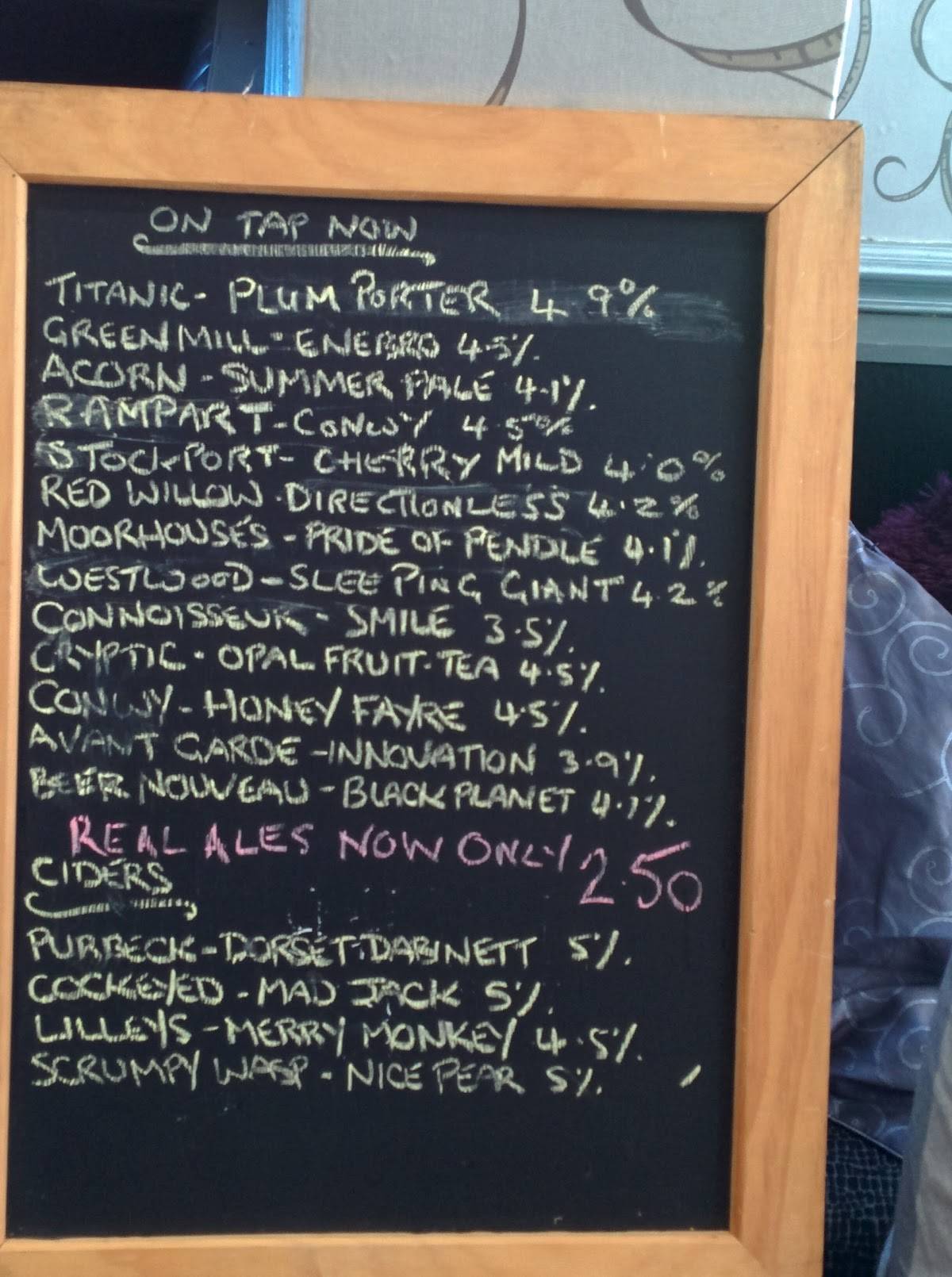 Menu at Lowes Arms pub & bar, Manchester