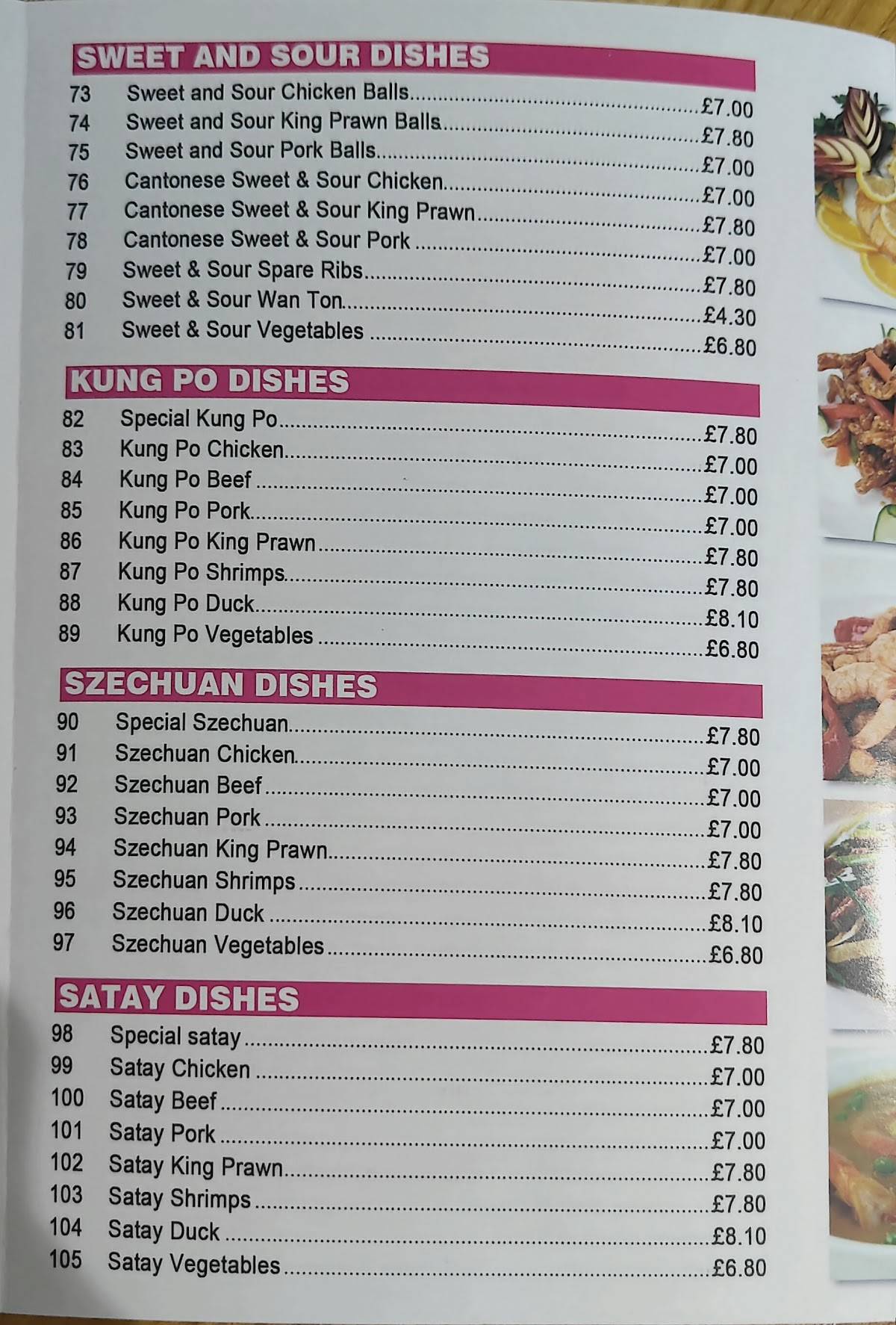 Menu at Lucky fast food, Coleford