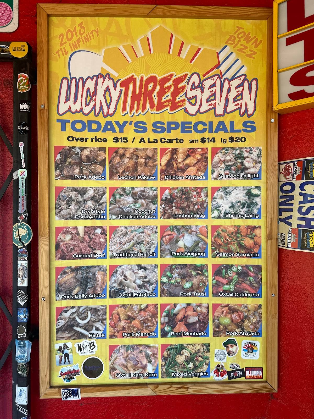 Menu at Lucky Three Seven restaurant, Oakland