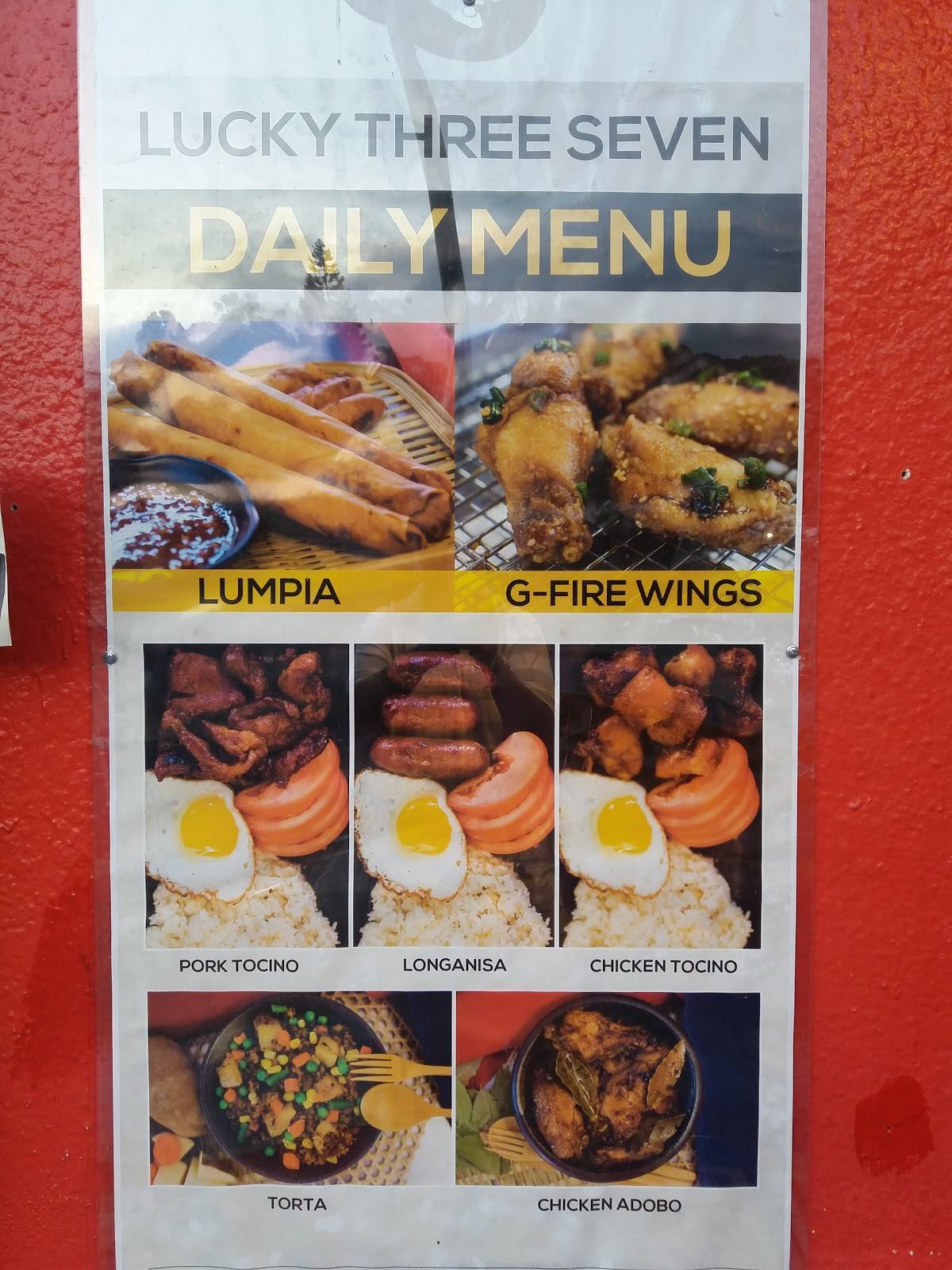 Menu at Lucky Three Seven restaurant, Oakland