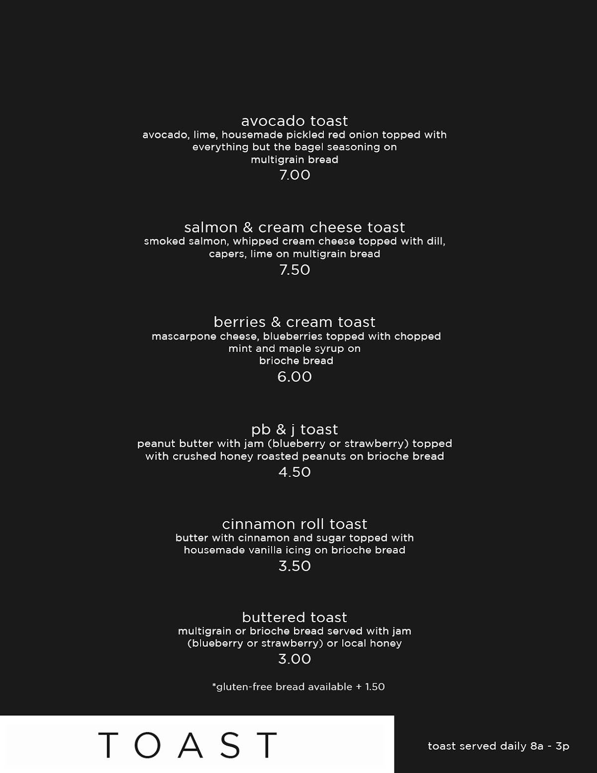 Menu at Luma Coffee restaurant, Hammond