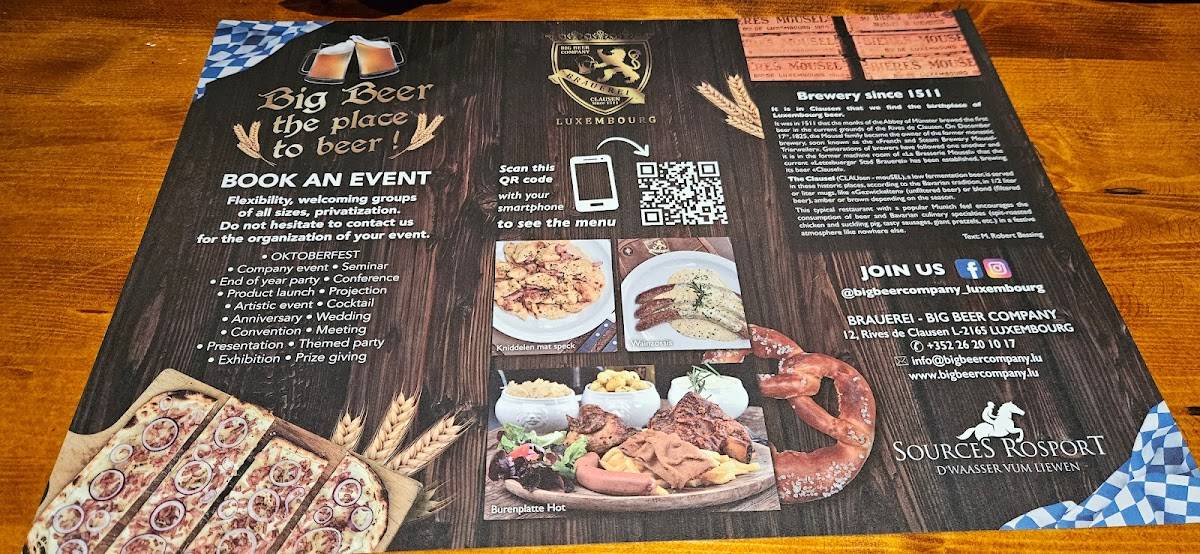 Menu at Restaurant Bar Brauerei - Big Beer Company - Rives de clausen ...