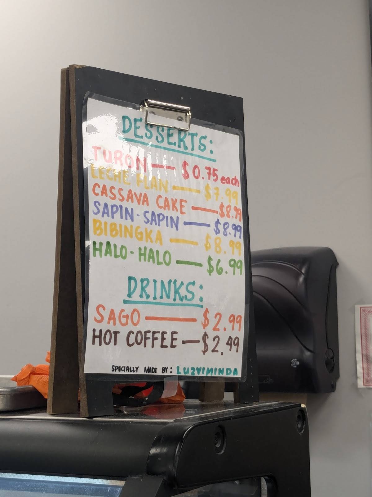 Menu at Luzviminda Grocery and Restaurant, Woodbridge Township