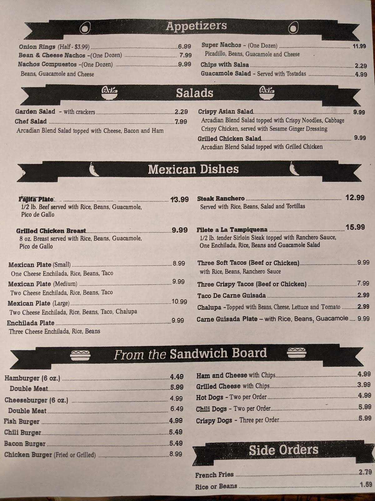 Menu at M.K. Davis Restaurant, San Antonio