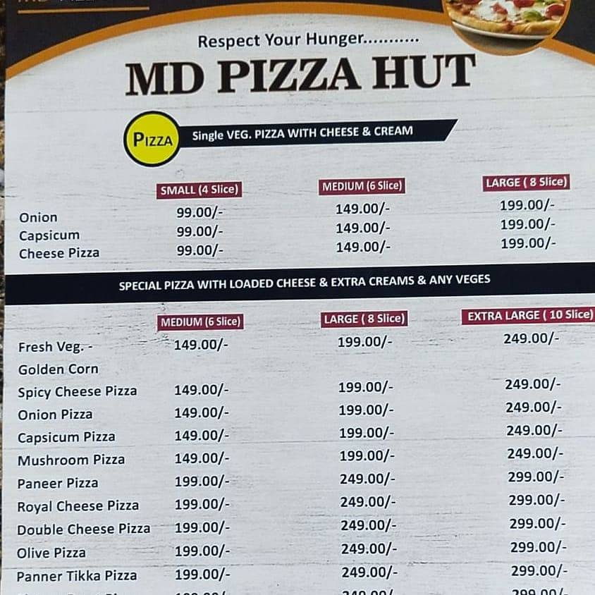 Menu at MD pizza Hut Kotputali, Kotputli