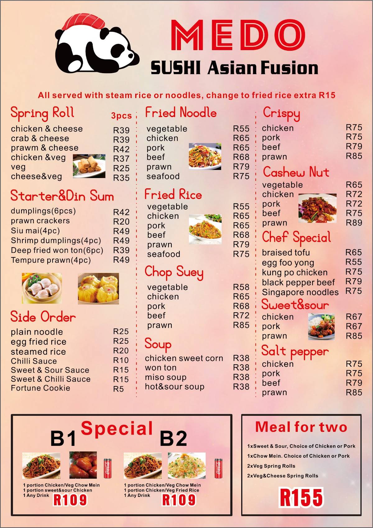 Menu at Medo Sushi Asian Fusion restaurant, Cape Town