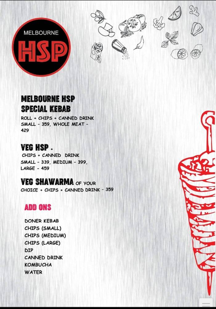 Menu at MELBOURNE HSP, Mumbai