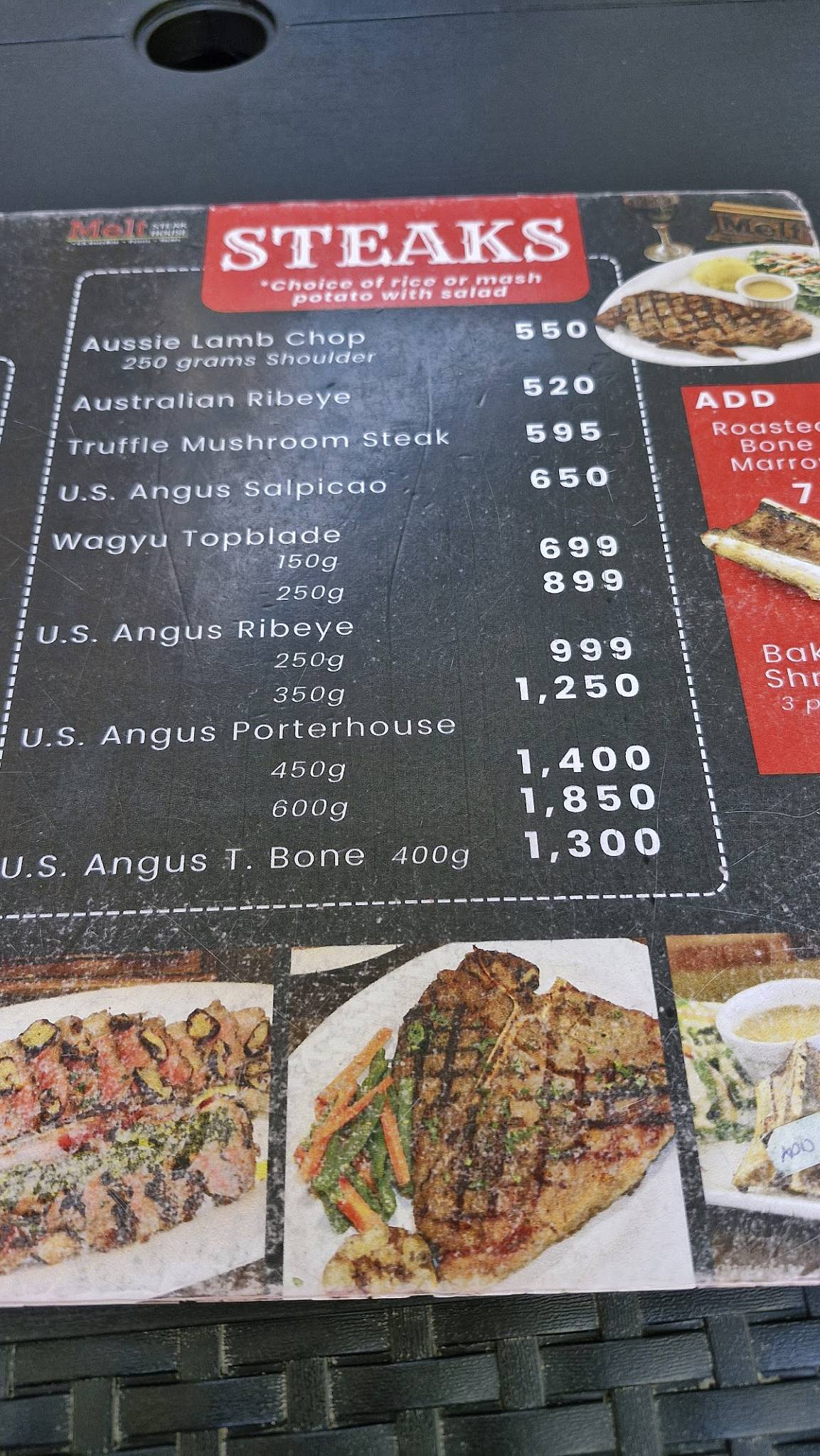 Menu at MELT restaurant, Baguio, 9JX5+GJJ