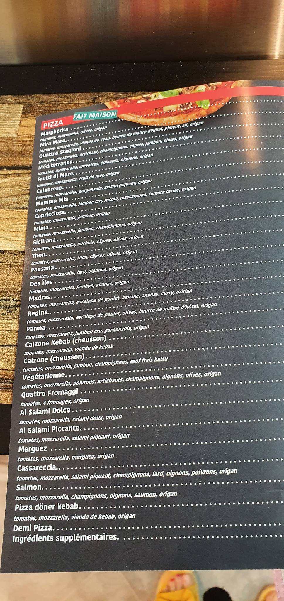 Menu at MIRAMARE restaurant, Burnhaupt-le-Haut