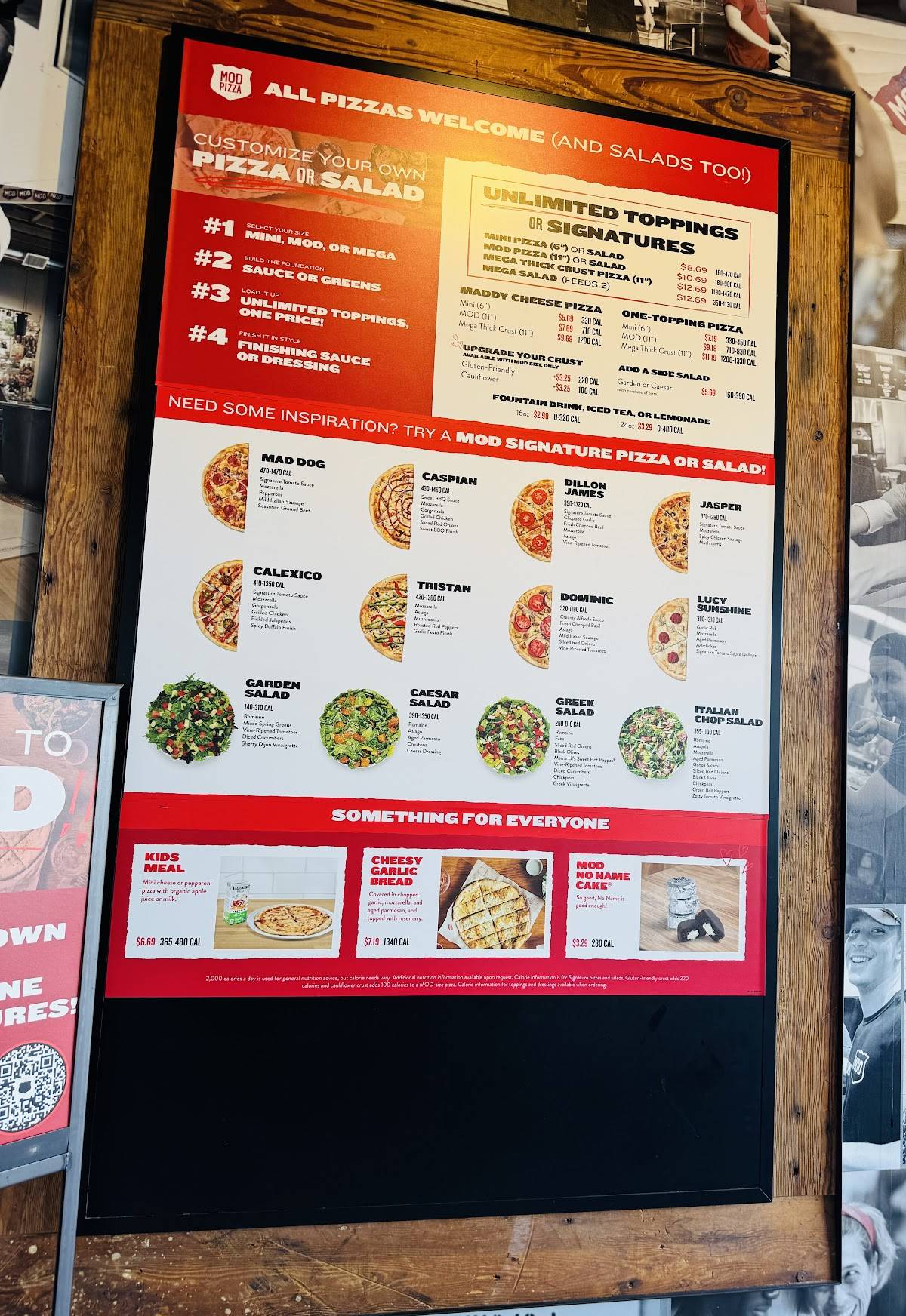 Menu at MOD Pizza pizzeria, Dover