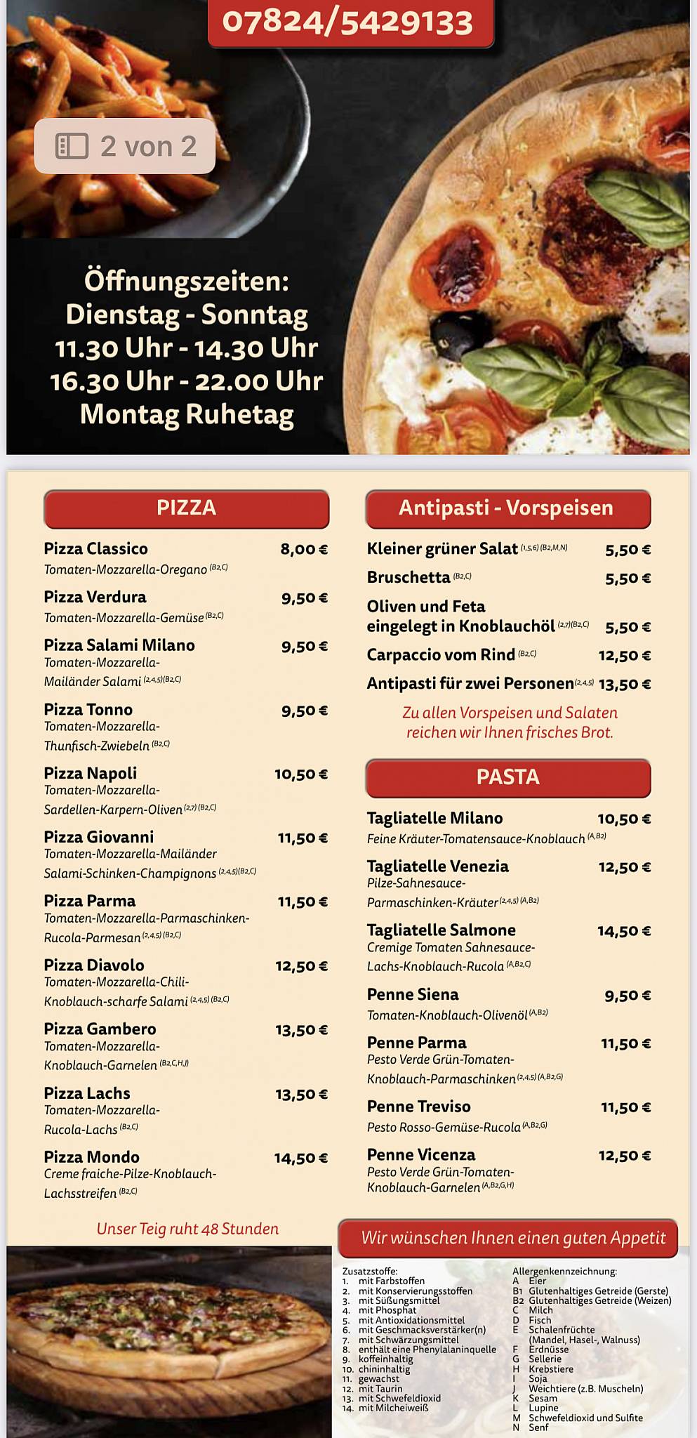 Speisekarte von MONDO Pizza&Pasta, Schwanau