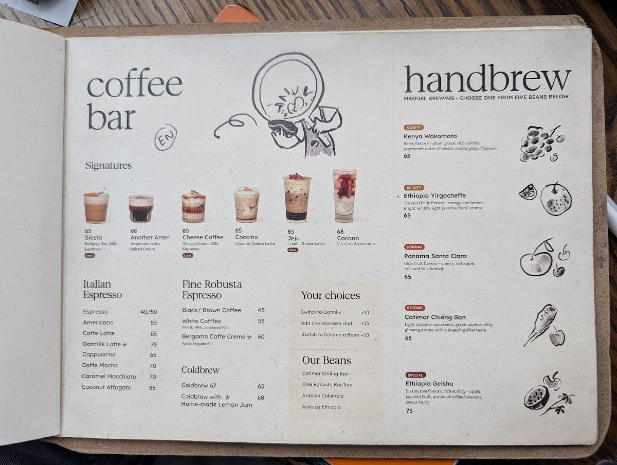 Menu at MONO Coffee Lab - Pasteur restaurant, Hanoi