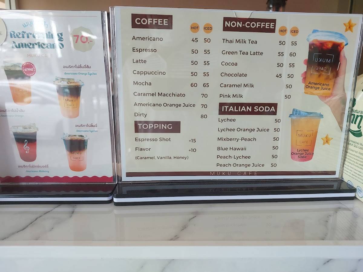 Menu at MUKU CAFE, Sarika