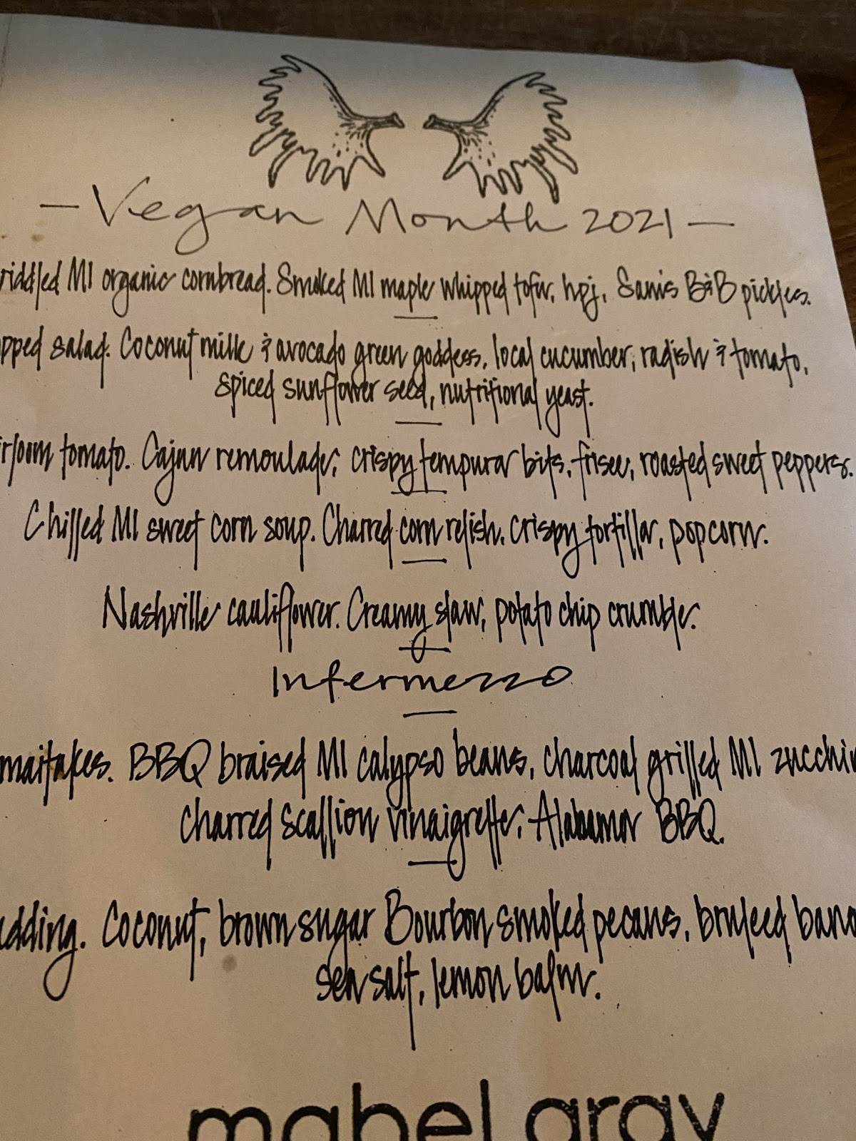 Menu at Mabel Gray restaurant, Hazel Park
