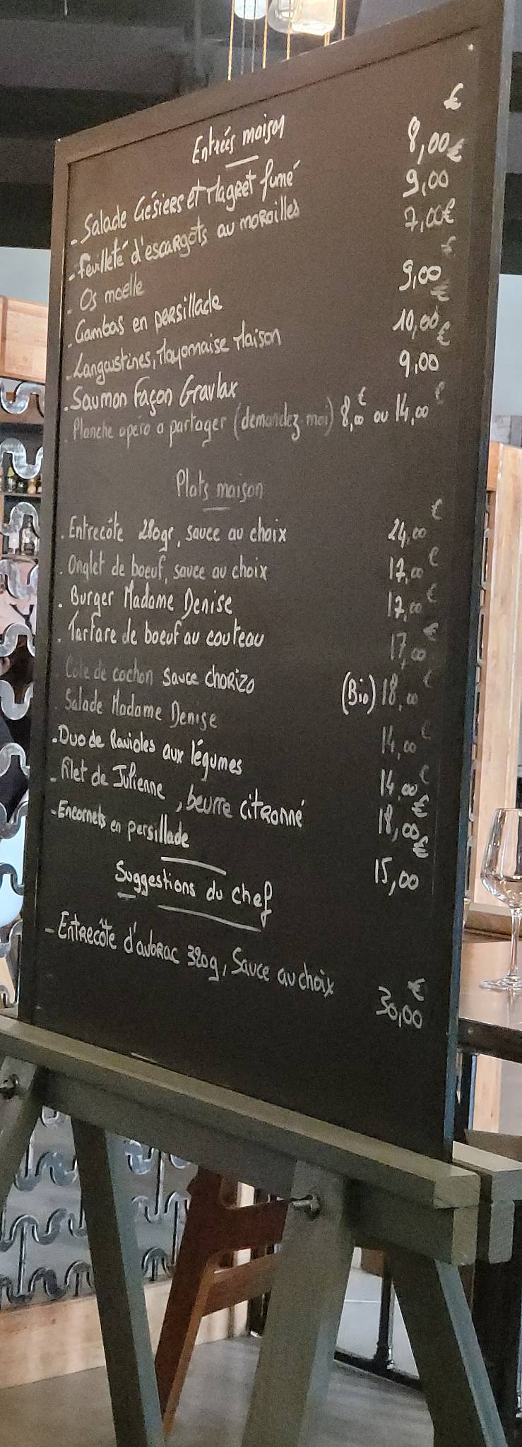 Menu au Madame Denise Parthenay restaurant, Parthenay