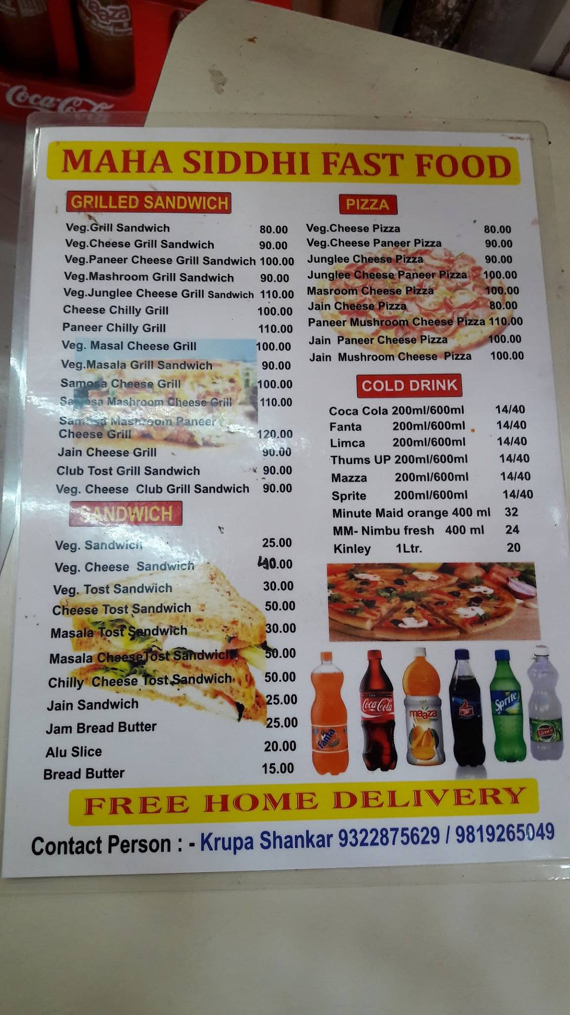 Menu at Maha Siddhi Fast Food, Mumbai, B4
