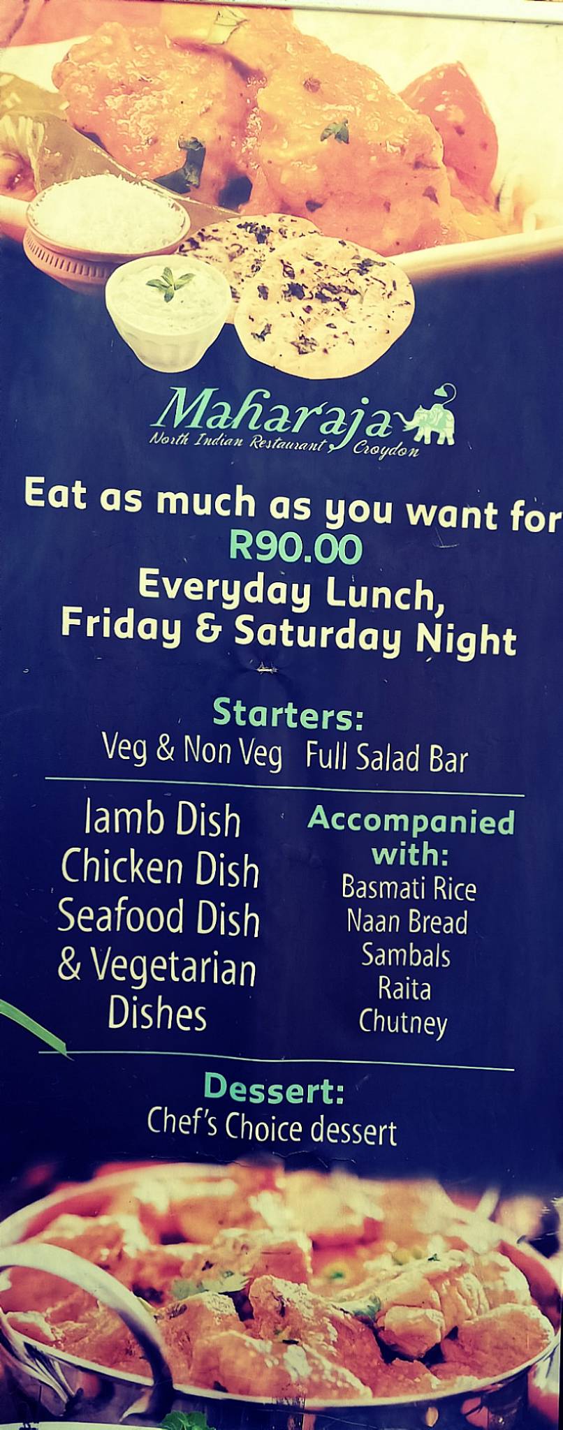 Menu at Maharaja Indian Restaurant, Kempton Park, 18 Reier St