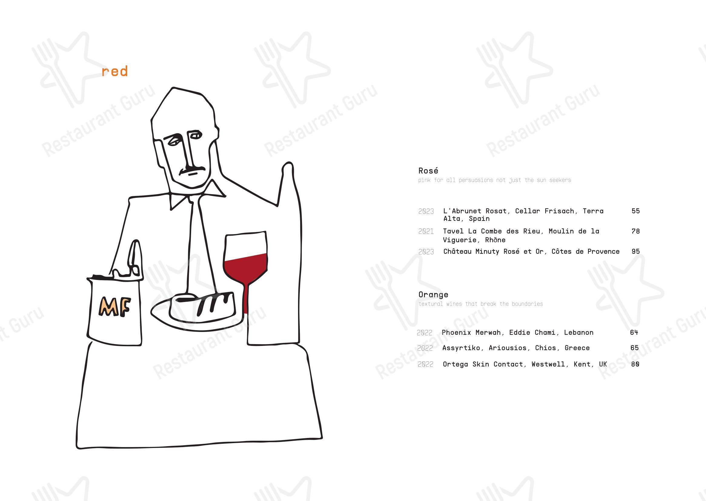 Menu at Maison François restaurant, London