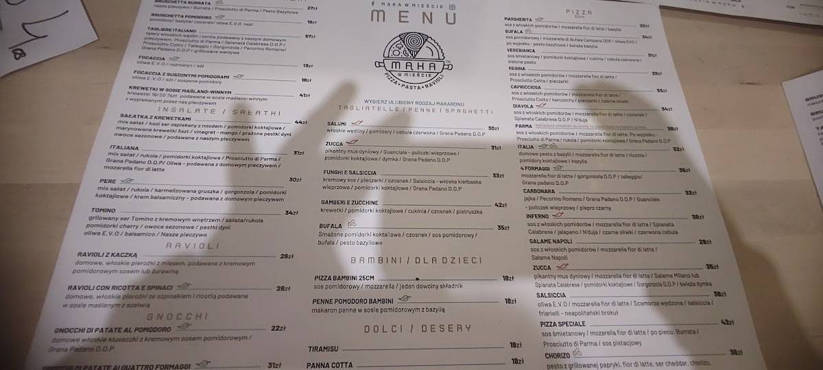 Menu at Mąka w Mieście restaurant, Olkusz