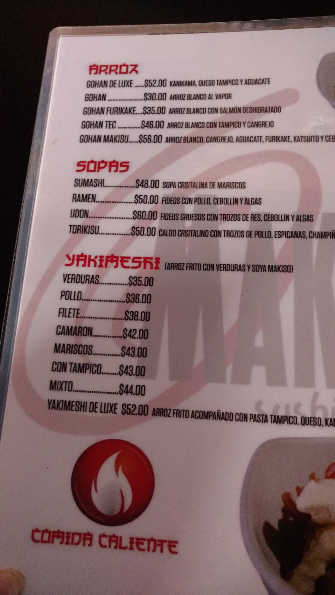 Carta del restaurante Makisu, Ciudad Juarez, Los Portales