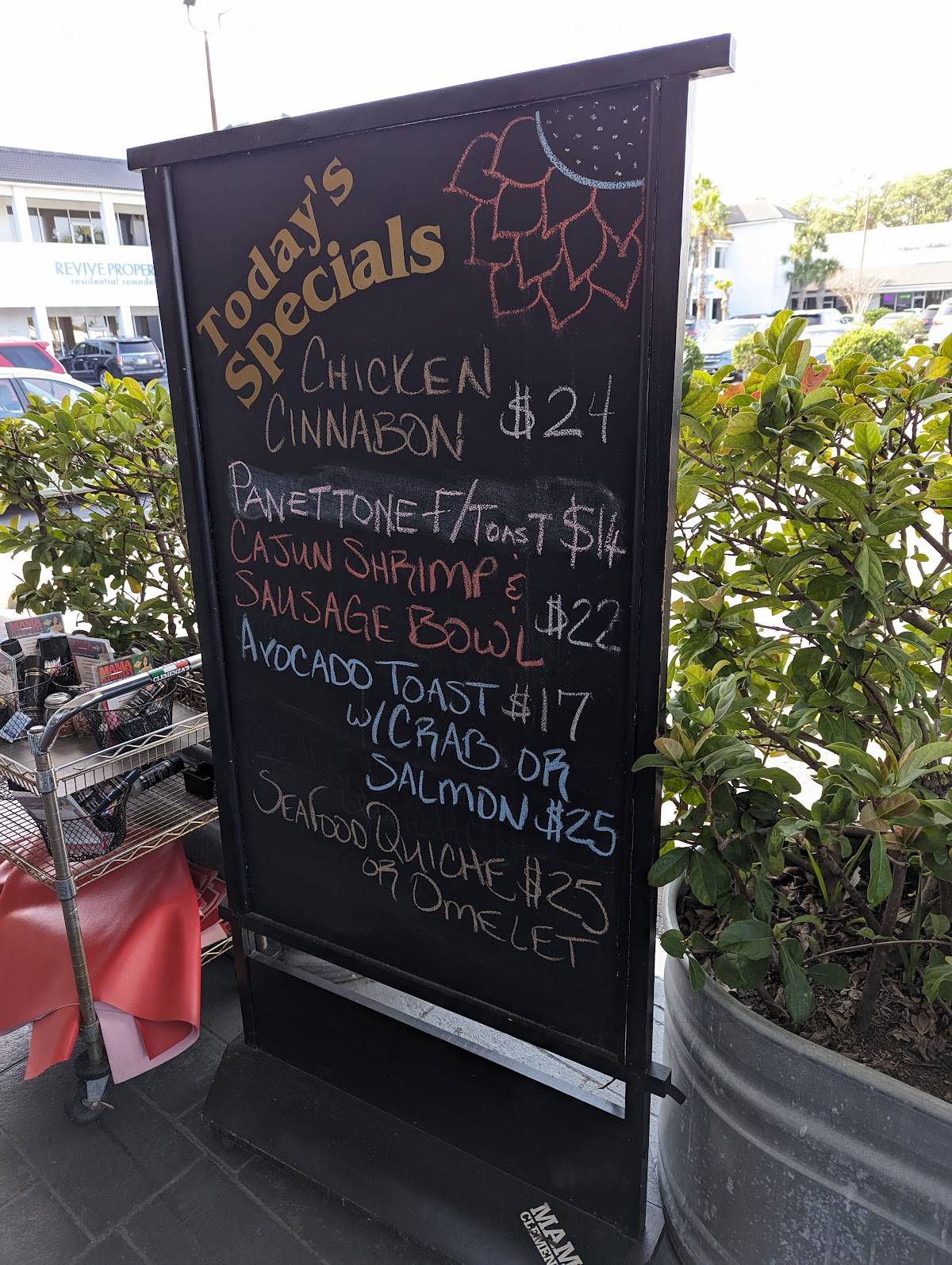 Menu at Mama Clemenza’s European Breakfast restaurant, Miramar Beach, US-98