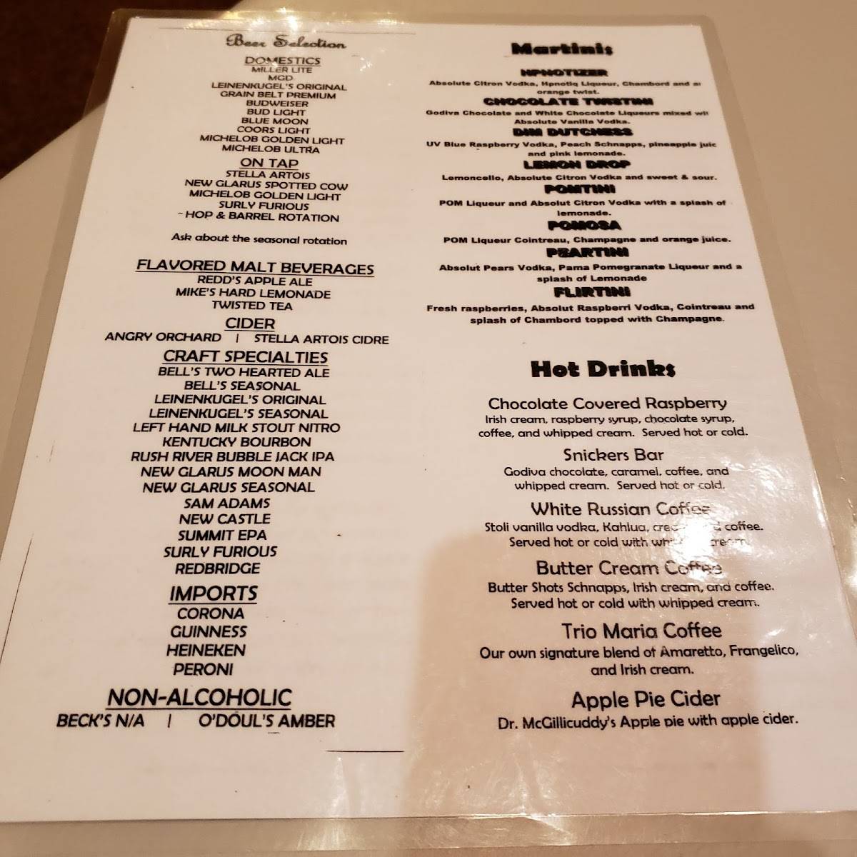 Menu at Mama Maria's Italian Ristorante restaurant, Hudson, 800 6th St N
