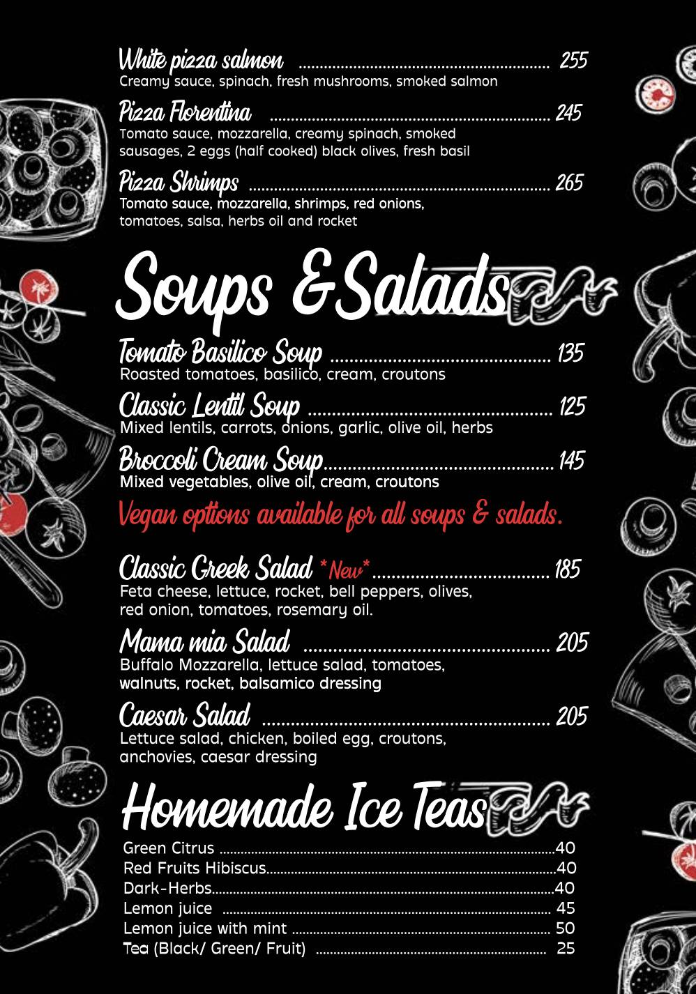 Menu at Mama Mia Dahab restaurant, Dahab