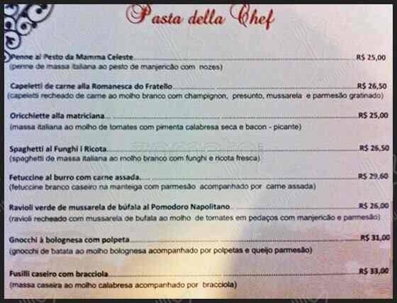 Menu em Cantina Mamma Celeste restaurante, São Paulo