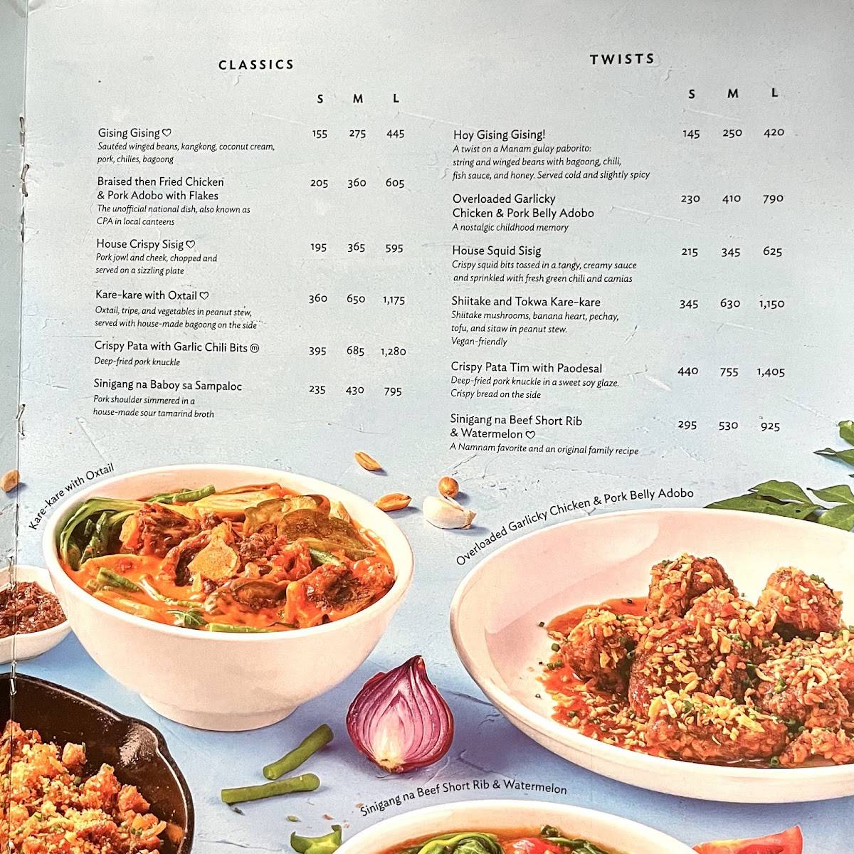 Carta del restaurante Manam Rockwell, Makati, Powerplant Mall Power ...