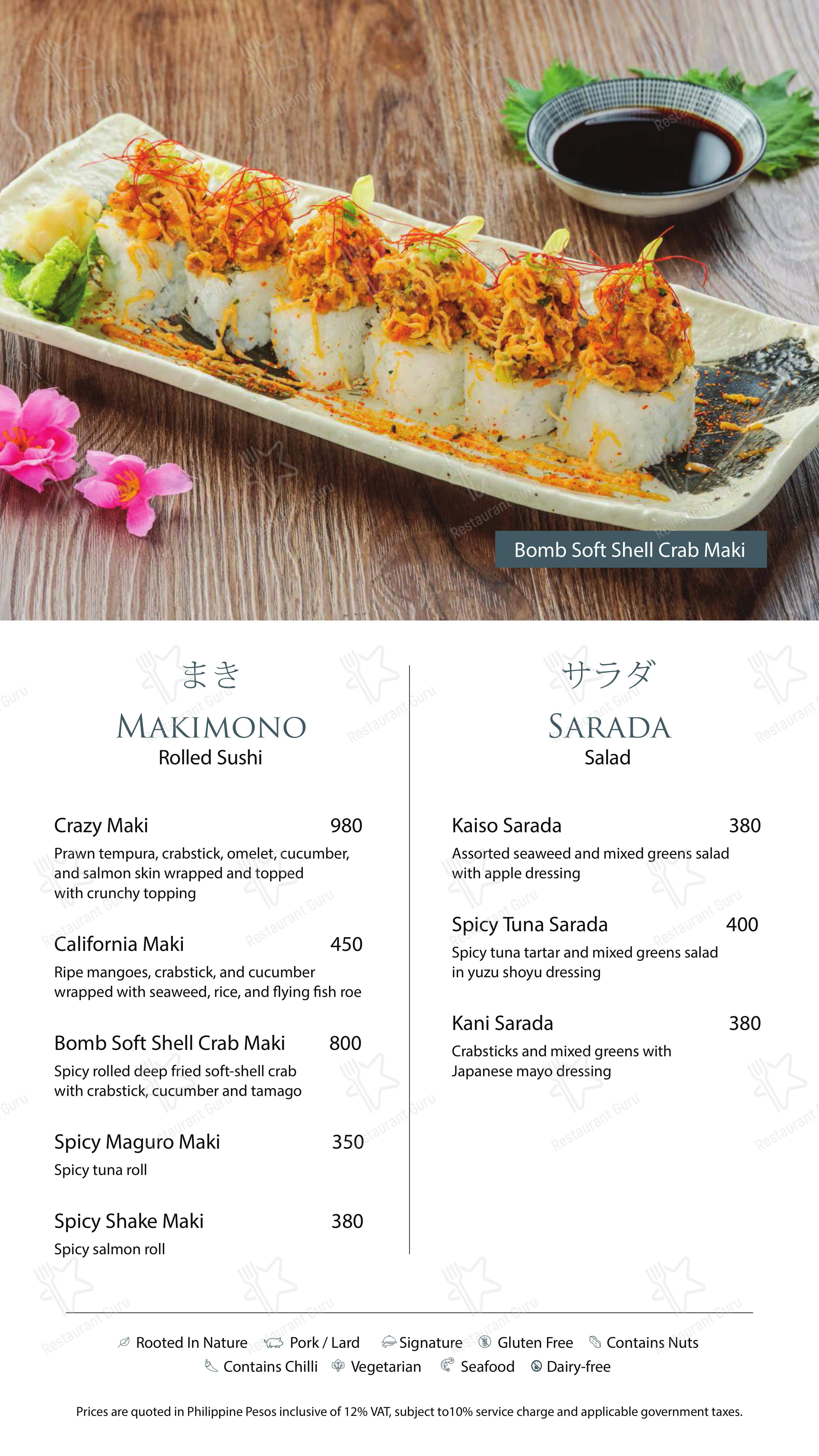 Menu at Senju at Edsa Shangri-La, Manila restaurant, Mandaluyong