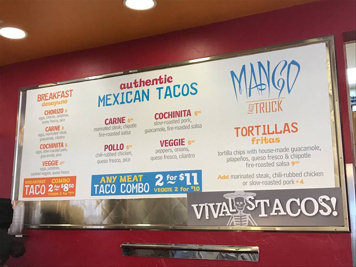 Menu at Mango Taco Truck restaurant, Houston, N Terminal Rd