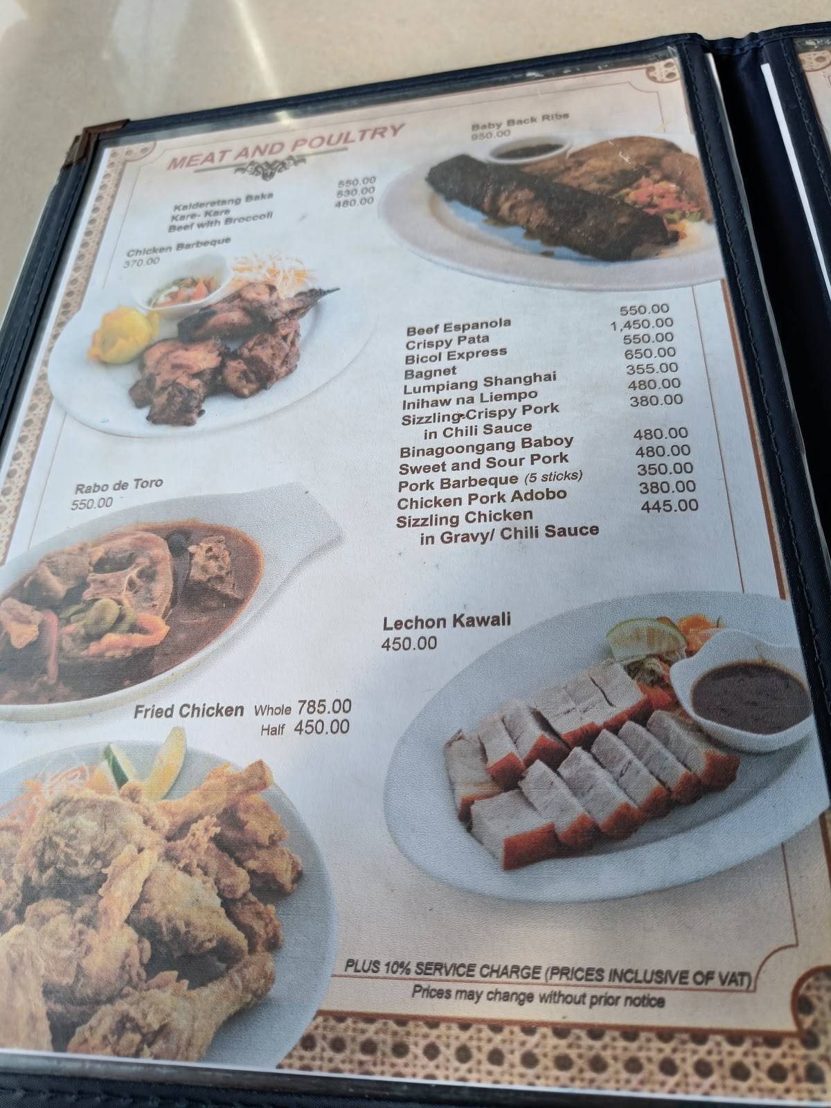 Menu at Harbor View Restaurant, Manila, South Dr