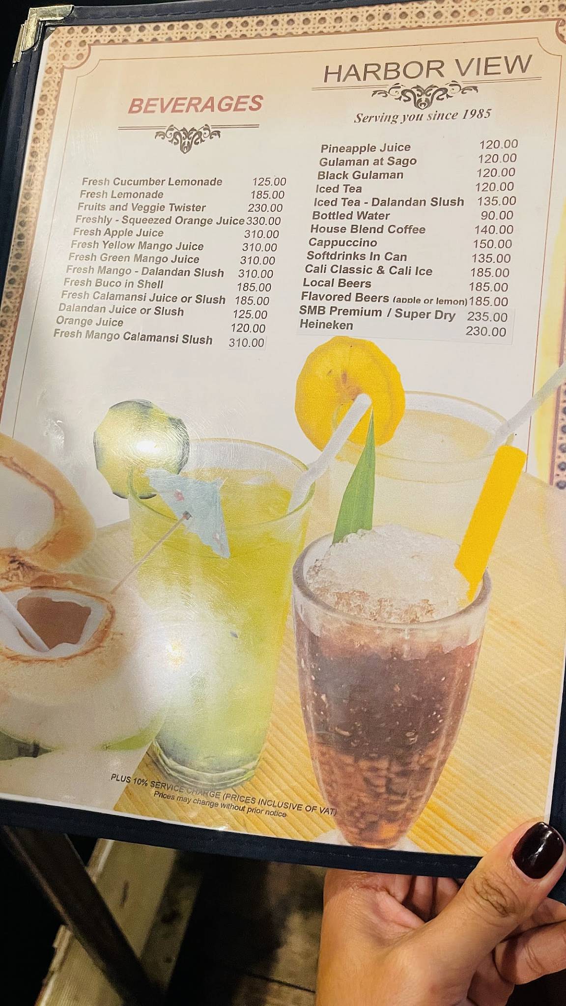 Menu at Harbor View Restaurant, Manila, South Dr