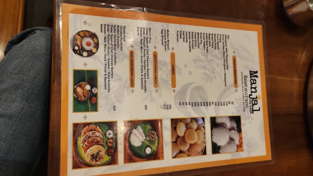Menu at Manjal, Chennai, 6/9