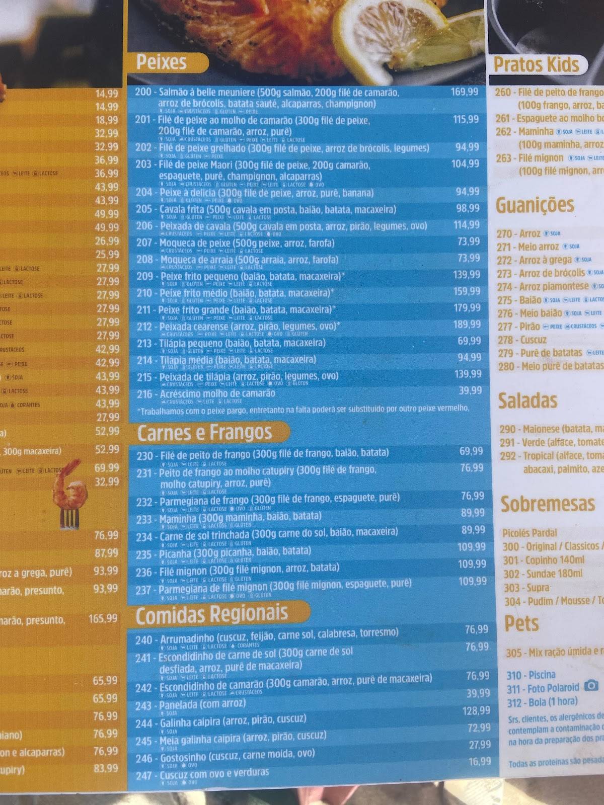 Menu em Maori Beach Club, Caucaia