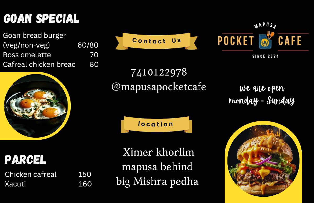 Menu at Mapusa Pocket Cafe, Mapusa