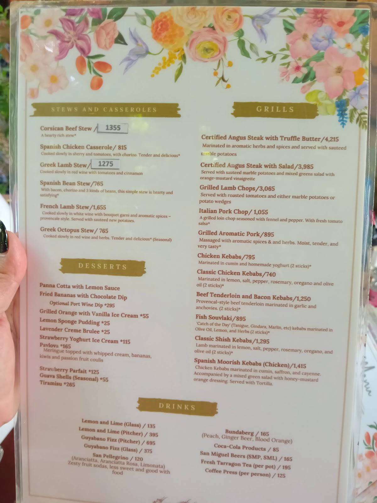 Menu at Marcia Adams' Restaurant, Tagaytay