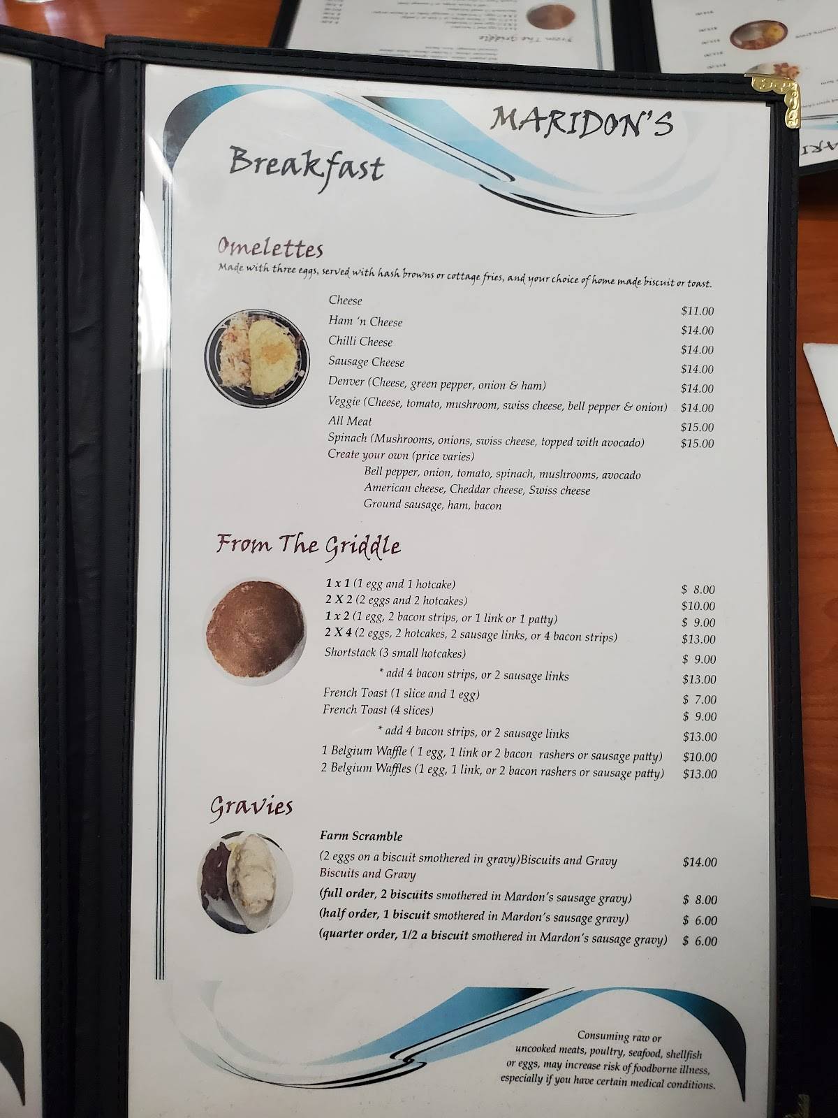 Menu at Maridon's Cafe & Malt Shop, Forest Grove