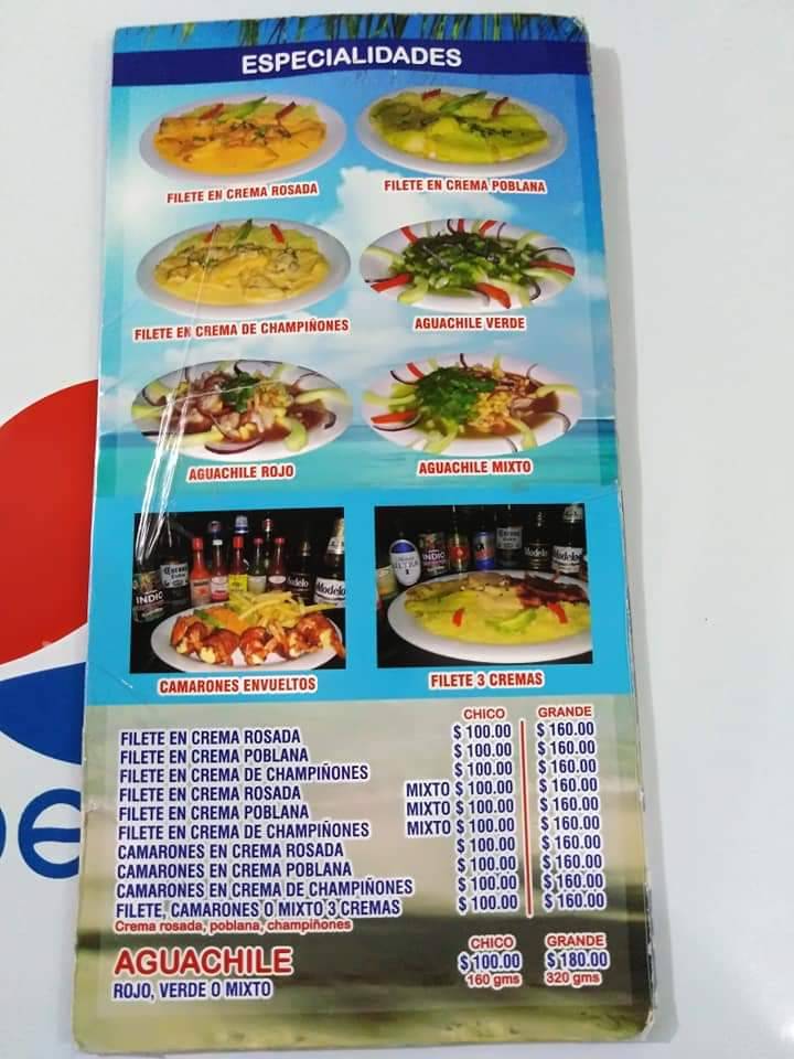 Carta del restaurante Mariscos altamar, Guadalupe